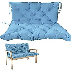 CHFQ Swing Replacement Seat Cushions Outdoor Indoor with Backrest 2-3 Seater Washable Thick Garden Bench Cushion Waterproof Non-Slip Recliner Mat Sofa, Blue , 59.06 x 39.37 in