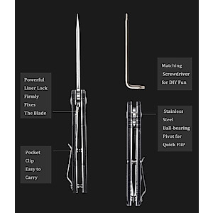 WALLOPTON Camping Folding Knife - S35VN Powder Steel G10 Handle Comfortable Grip - Great for Cutting Hunting Hiking Survival, Father’s Day Gifts for Men Husband Dad. Include Sheath & Screwdriver