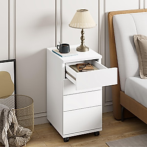 BOTLOG Mobile File Cabinet, 4-Drawer Filing Cabinet with Wheels, Rolling Pedestal Under Desk for Home Office Legal/Letter/A4 Size White