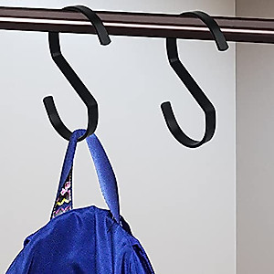 METLUCK 16-Pack 4 Inch Flat S Shape Hooks Heavy-Duty Chrome Finish Hanging S Hooks for Kitchenware, Pots, Utensils, Plants, Towels, Gardening Tools, Clothes (Black)