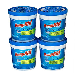 DampRid Refillable Moisture Absorber, 10.5 oz. Cups, 4 Pack, Fragrance Free, Traps Moisture for Fresher, Cleaner Air, No Electricity Required, Lasts Up To 60 Days