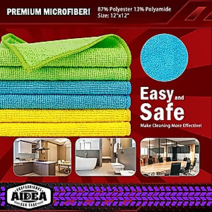 AIDEA Microfiber Cleaning Cloths-50 Pack, Premium All-Purpose Car Cloth, Lint Free, Scratch-Free, Absorbent Cleaning Towel for Cars, SUVs, RVs, Trucks, and Boats Gifts(12in.x12in.)