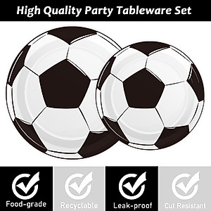 Serves 24 Soccer Birthday Party Plates Napkins Soccer Party Supplies Tableware Paper Dinnerware Decoration for Birthday Party Baby Shower for Soccer Fans, Totally 96Pcs