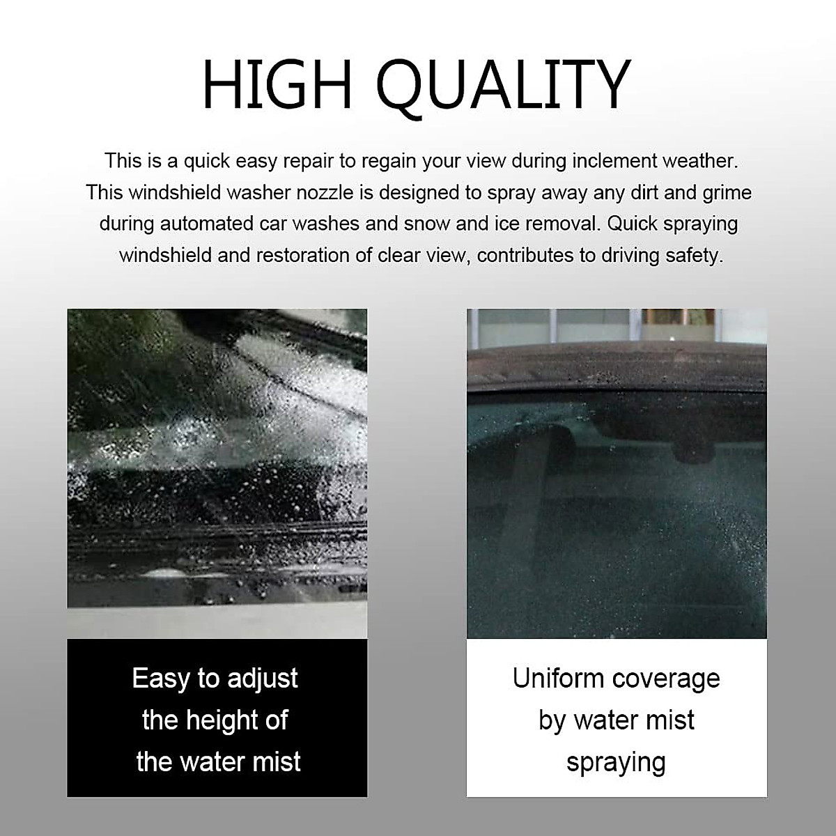 Windshield Washer Hose Kit, 2 Meter Washer Fluid Hose with 4 Pcs Hose Connectors and 2 Front Windshield Washer Nozzles, Washer Spray Jet Kit, Universal Windshield Washer Nozzles Kit