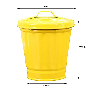 Yirepny Desktop Trash Can, Mini Wastebasket Trash Can with Lid, Bucket Shape Stainless Waste Bin, Garbage Trash Bin, Small Trash Can, Waste Basket, Recycle Can for Bathrooms, Kitchens, Offices Silver