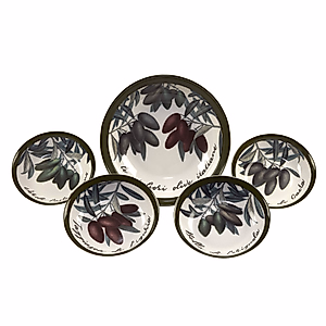 Certified International Olive d'Italia 5pc Pasta Set, Gray