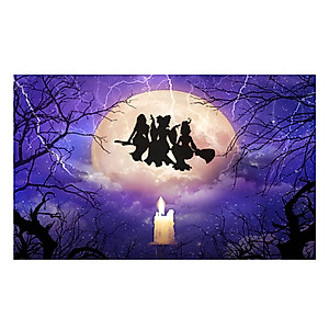 Allenjoy Magic Awakened Witches Backdrop for Halloween Kids Full Moon Night Candle I Smell Children Costume Birthday Baby Shower Party Supplies Decoration Banner Photo Booth Props Background