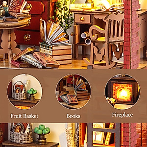 DIY Book Nook Kits Booknook-Creativity 3D Wooden Puzzle Bookend Bookshelf Decor -Booknook Kit for Adults Miniature House Dollhouse Kit with LED Light Crafts for Adult