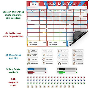 Alomar Kids Chore Chart for Multiple Kids - Magnetic Dry Erase Responsibility Chart for Daily Routine Reward System - Great for 1 or Multiple Children - with Bonus Stars and Chore Ideas! - 16" x 12"