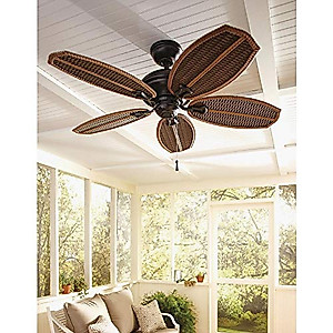 Hampton Bay Palm Beach Ii 48 In. Outdoor Natural Iron Ceiling Fan 191410 by King of Fans