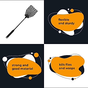 OFXDD Rubber Fly Swatter, Long Fly Swatter Pack, Fly Swatter Heavy Duty, Total Random Colors (3 Pack)