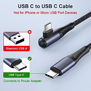 Deegotech USB C to USB C Cable 10ft, 2 Pack 100W Right Angle Extra Long USB-C Charge Cable Fast Charging Compatible with MacBook Pro/Air iPad Pro/Air/Mini Galaxy S22/S21/S20/Note20 (3 Meter)-Black