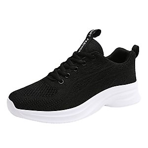 ZGRZPMGR Women's Casual Walking Shoes Breathable Sports Running Shoes Outdoor Lace-up Tennis Shoes Sneakers for Women Black
