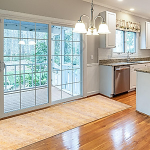 Rofee Living Washable Hallway Runner Rug 2'6"x8,Beige Yellow and Brown Distressed Boho Kitchen Runner, Vintage Non-Slip Non-Shedding Stain Resistant Rugs for Laundry Entrance