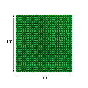 ZEAYEA 12 Pack Classic Baseplates, Building Base Plates for Building Bricks 100% Compatible with All Major Brands-Baseplate, 10" x 10" Stackable Bases, Green