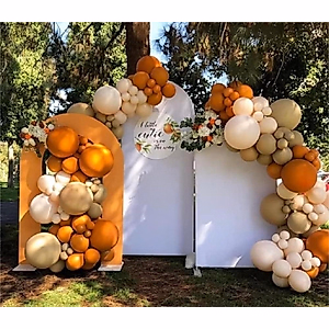 Fall Balloons Garland Arch Kit - Double Stuffed Matte Burnt Orange Cream Peach Apricot Terracotta Latex Balloon Different Sizes 18 12 10 5In Fall Ballon for Baby Shower Party Holiday