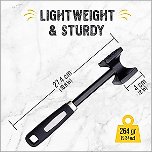 ﻿﻿Checkered Chef Meat Tenderizer Hammer - Dishwasher Safe Metal Kitchen Mallet for Tenderizing Chicken, Beef, Pork & Nuts with Non-Slip Grip