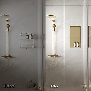 Merranox Shower Niche,Stainless Steel Shower Niche,Recessed Niche Shower for Bathroom Storage,no tiling Required, 24" X 12" X 4",Champagne Gold