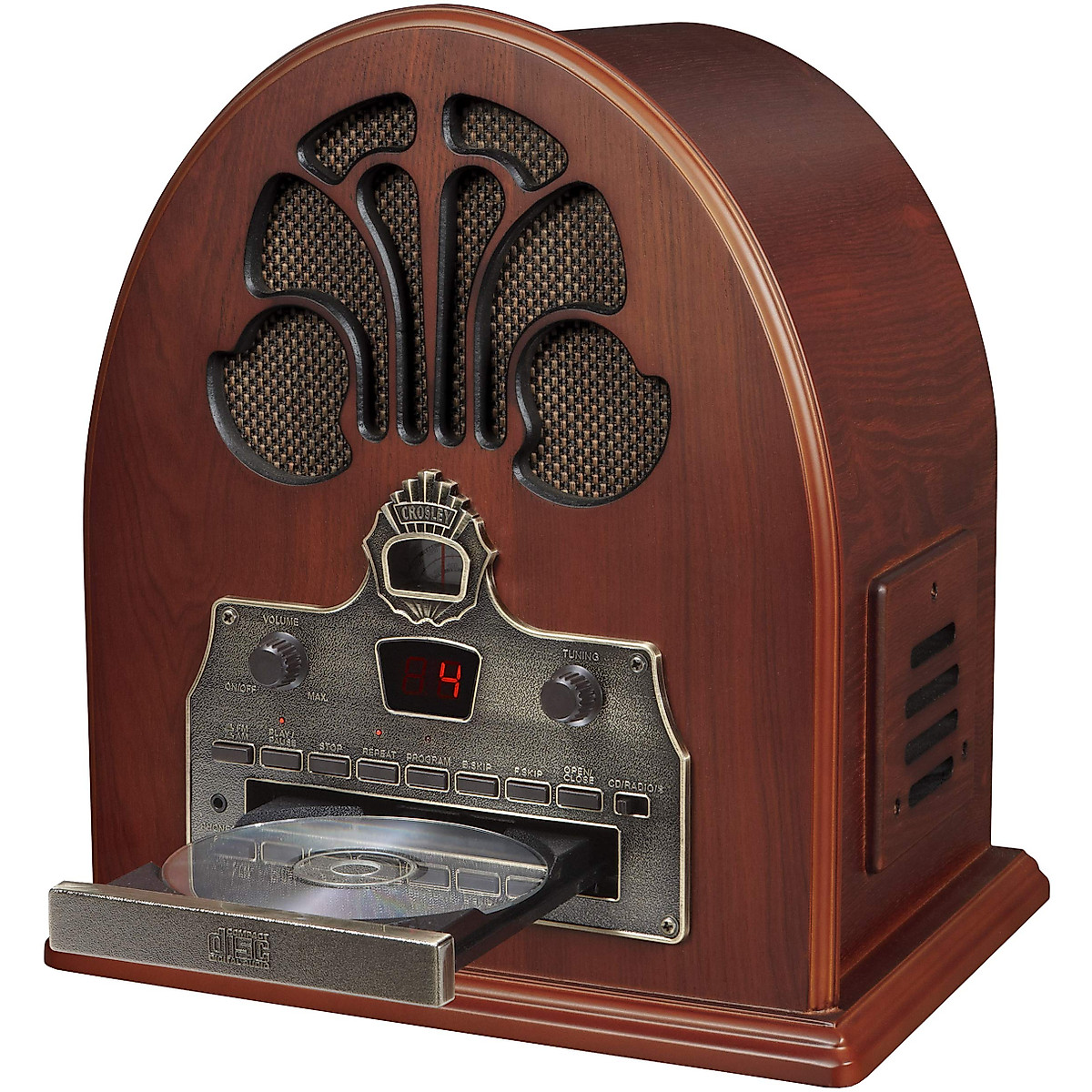 Crosley CR32D-PA Cathedral Retro AM/FM Tabletop Radio with Bluetooth Receiver and CD Player, Paprika