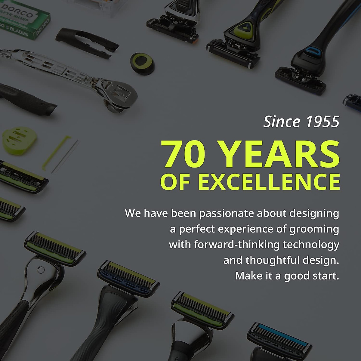 DORCO Pace 6 Sport System - Six Blade Razor System with Trimmer and Pivoting Head - 9 Pack (1 Handle + 9 Cartridges)