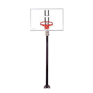 Goalsetter Elite Plus 54” Tempered Glass Backboard In-Ground Basketball Hoop - HD Breakaway Rim, Black (TS44154G3)