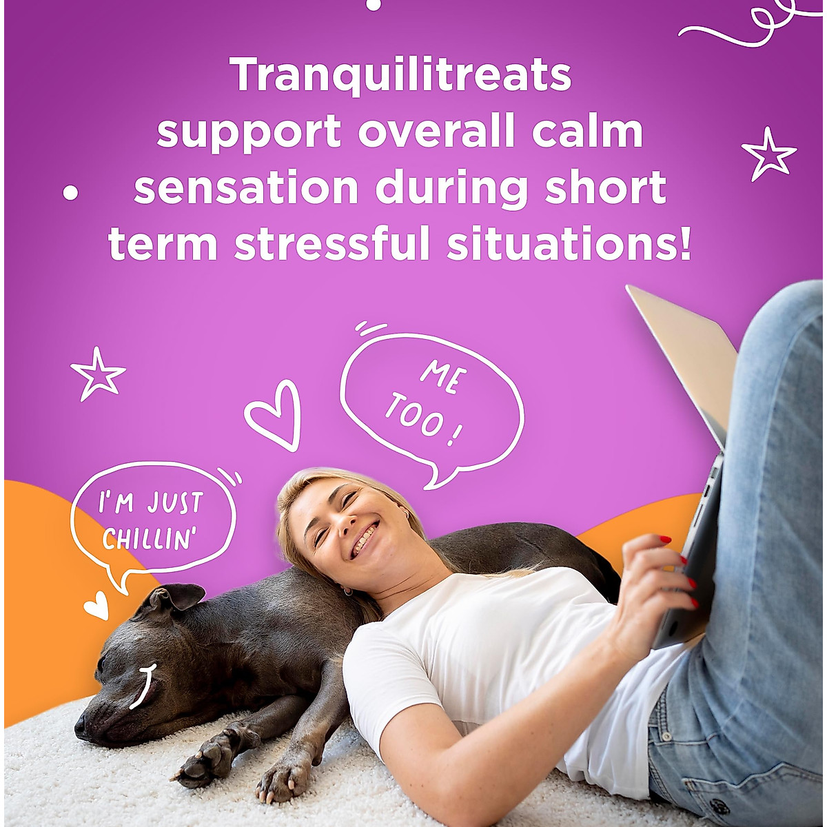 First Impressions Tranquilitreats - Calming Chews for Dogs, Anxiety Relief for Dogs - Packed with Chamomile, Ginger, Melatonin - Soft, Tasty, Chill-Out Calming Dog Treats - 60 ct
