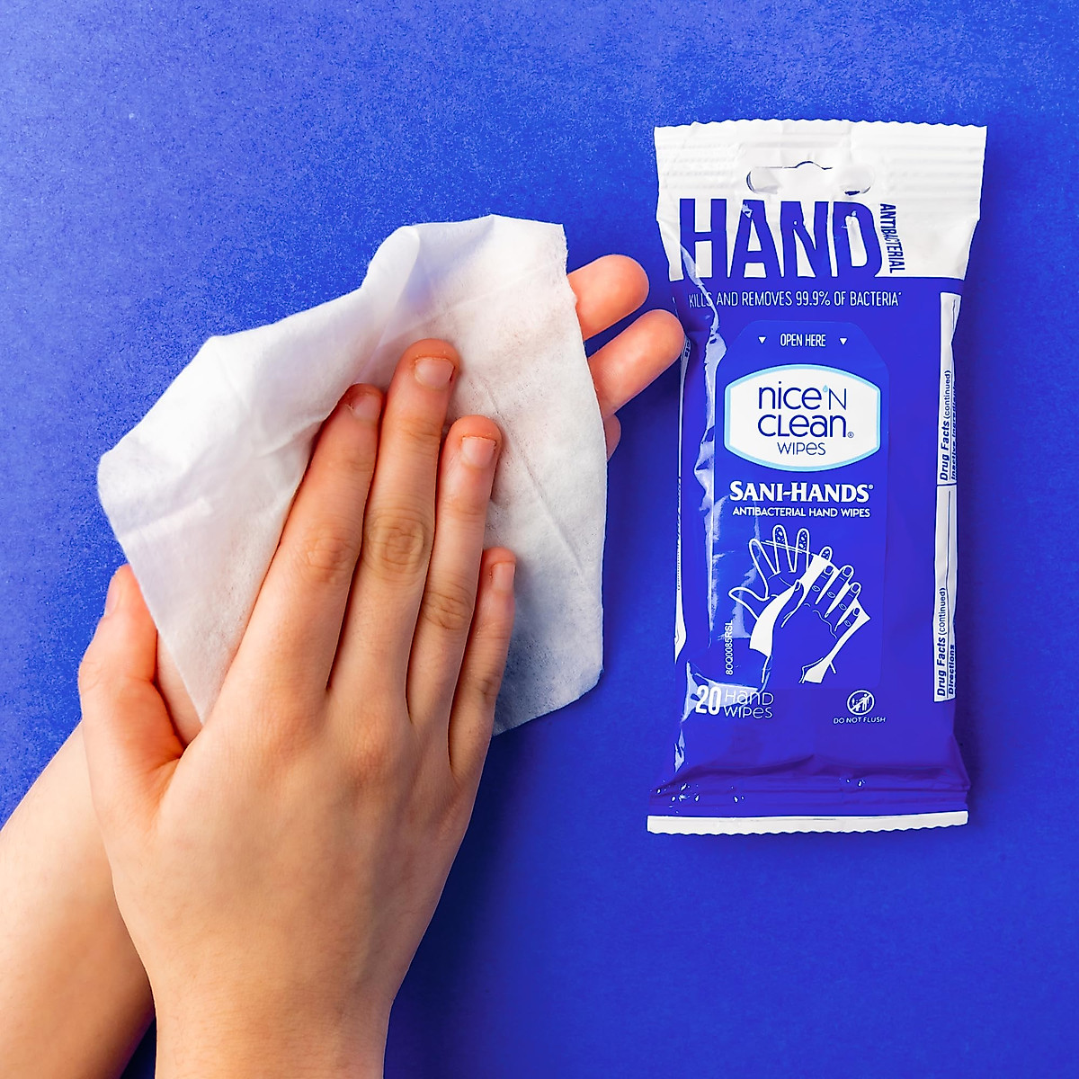 Nice 'N Clean Sensitive Skin Wet Hand Wipes Infused with Aloe & Vitamin E, Blue, 400 Count
