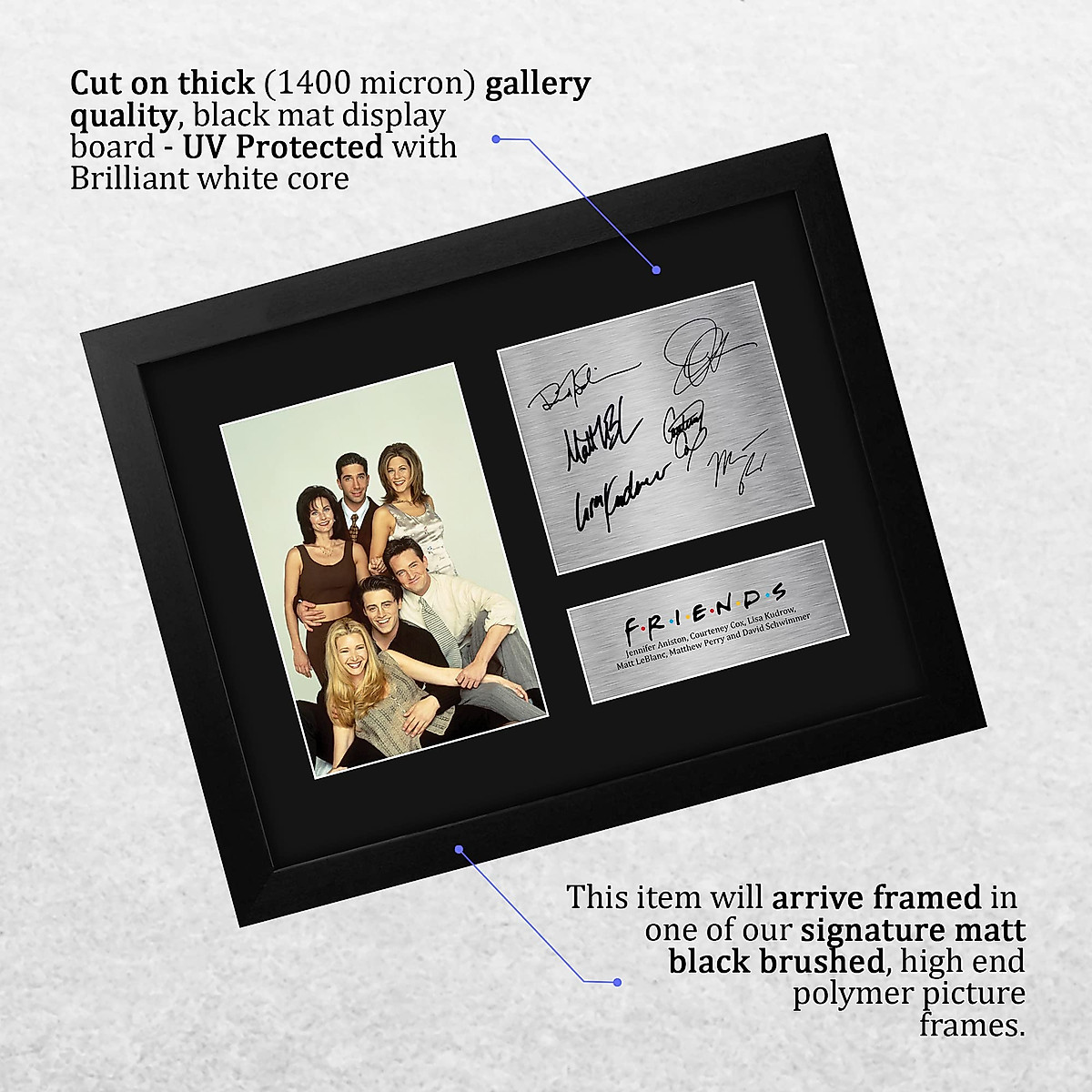 HWC Trading Friends Gifts USL Framed Printed Signed Autograph Picture for TV Show Fans - US Letter Size