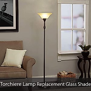 Aspen Creative 23518-11, Frosted Replacement Glass Shade for Medium Base Socket Torchiere Lamp, Swag Lamp and Pendant & Island Fixture, 10-3/8" Diameter x 3-7/8" Height