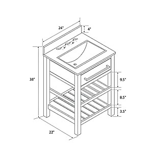 DHP Camden 24” Bathroom Vanity, White with Black Towel Rack