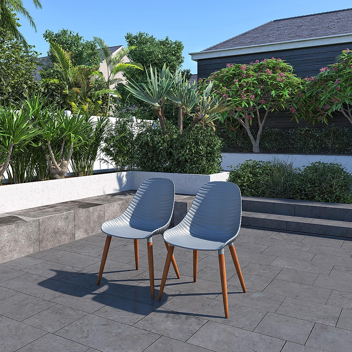 Brampton | Eucalytpus Wood | Ideal for Patio and Indoors Amazonia Aseda 2-Piece Outdoor Dining Chair Set, Grey