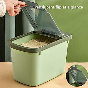 Food Storage Containers With Lids, Airtight Rice Dispenser, Large Capacity Storage Bins, BPA Free Plastic Sealed Holder Bin Dispenser, Pet Food Container, Rice Bucket for Cereal Grain Flour (green)