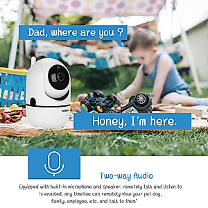 INQMEGA FHD 1080P WiFi Home IP Camera, Indoor Pan/Tilt 2.4Ghz Wireless Security Camera,Nanny cam with Auto Tracking, Cloud Service, Night Vision, Two Way Audio for Baby/Elder/Pet (White) (IL-HIP291G-2M-AI)