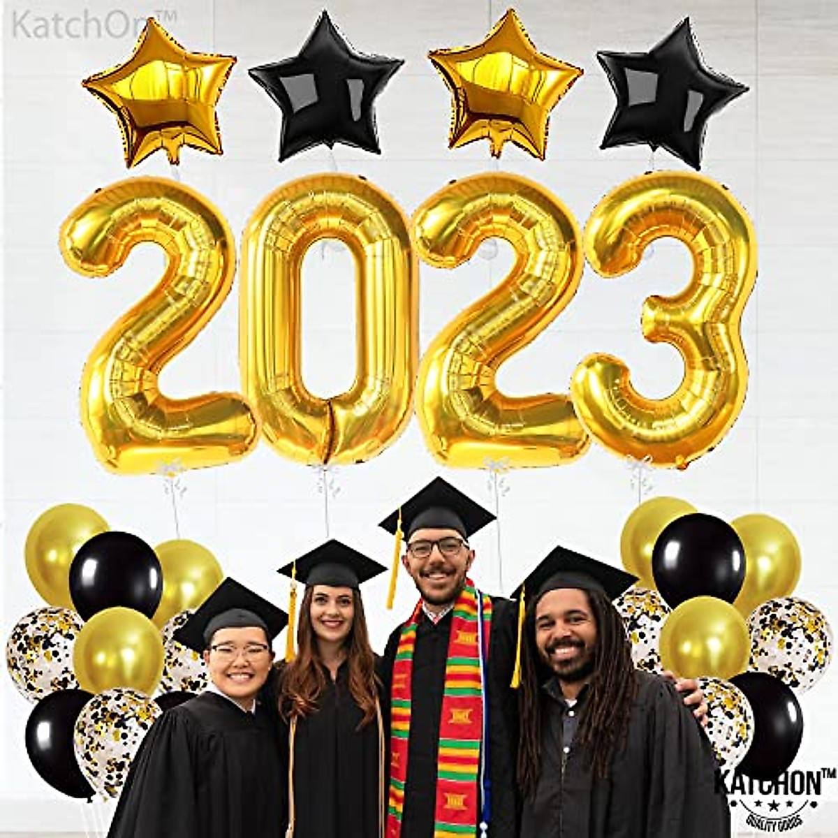 Big, 40 Inch Gold and Black 2023 Balloons Set - Graduation Decorations | Gold and Black Graduation Party Decorations | 2023 Numbers Balloons for Graduation Party Supplies, Class of 2023 Decorations