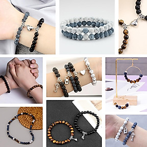 Stone Beads for Jewelry Making, Charm Bracelet Making Kit 450Pcs Beads for Bracelets Making Kit DIY Magnetic Bracelets for Couples Lovers