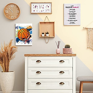 IIONGDE Basketball Canvas Wall Art, Basketball Posters Canvas Prints Painting Ready to Hang for Teenage Boys Basketball Fans Home Bedroom Locker Room Gym Wall Decor 12" X 15"