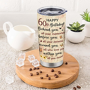 RipGlim 60th Birthday Gifts for Women, Tumbler Gifts for 60 Year Old Women, 60th Birthday Gifts Ideas Cup, 60th Birthday Decorations Women, Happy 60th Birthday Gifts Mug-20oz