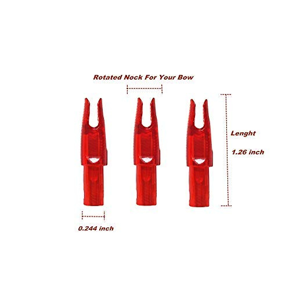 Zhan Yi Arrow Nocks 0.246 inch Inside Diameter Inserts 6.20mm 60 Pack for Archery Standard Size(0.244" to 0.246") Arrows (Clear Red)