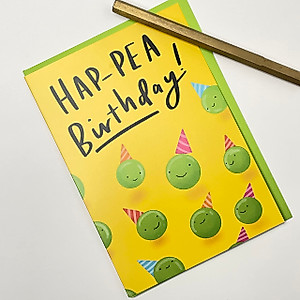 Old English Co. Hap-Pea Birthday Card for Men and Women - Funny Pea Pun Birthday Card for Him or Her - Birthday Card for Son, Daughter, Mum, Dad, Brother, Sister | Blank Inside with Envelope