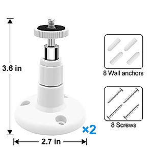 2 Pack Wall Mount for Wyze Cam Pan Security Camera with 16.4FT Charging Cable, for Wyze Cam Pan v2 Mounting Kit Including Charging Cord, 360 Degree Adjustable Ceiling Mount and 30 Wire Clips