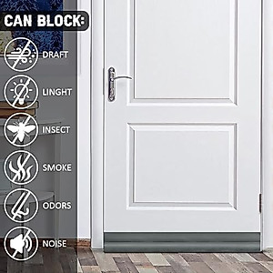 2 Pack Door Draft Stopper - 37 Inch One-Sided Under Door Draft Blockers - Soundproof, Dust, and Cold Air Stopper - Door Draft Stoppers for Bottom of Door, Fits Interior and Exterior Doors（Grey）