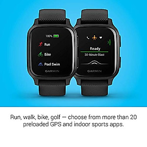 Garmin Venu Sq Music, GPS Smartwatch with Bright Touchscreen Display, Features Music and Up to 6 Days of Battery Life, Black (Renewed)