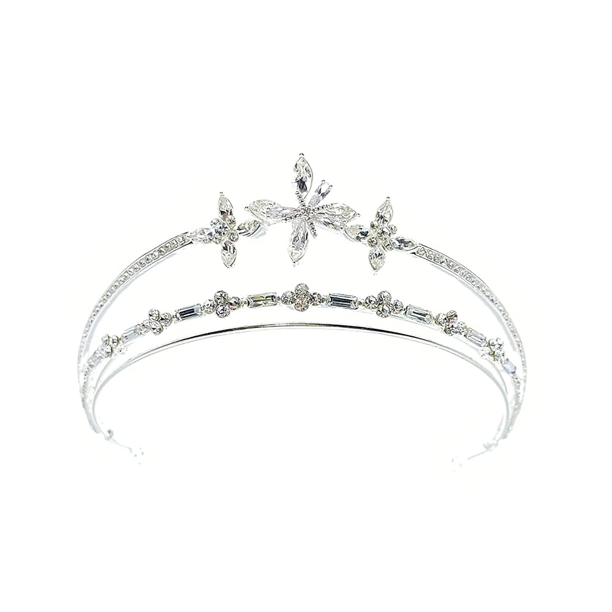 Bridal Rhinestone Flower Tiaras Crowns Princess Queen Pageant Prom Birthday Party Veil Tiara Wedding Crowns Tiaras for Women