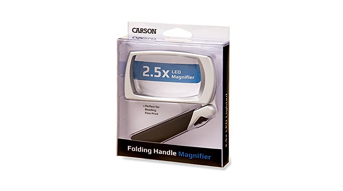 Carson LED Lighted 2.5X Rectangular Folding Magnifier