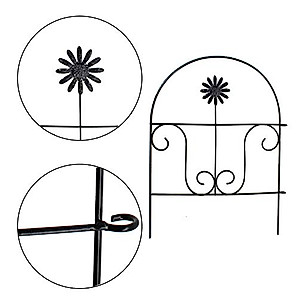 VOTENVO Decorative Garden Fence 18”x 13”x 4 Panel, Iron Fence Garden Landscape Edging Lawn Border Decorative Gardening Fence for Flower Bed, Pets, Outdoor (4 Pack-Black) (18in x 7ft)