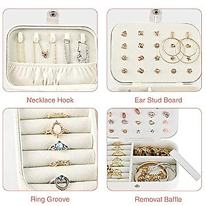 DREAM&GLAMOUR Travel Jewelry Case,Double Layer Jewelry Travel Box,Travel Jewelry Case Gift for Women,Girls with 6pcs Bracelets Gift（Necklace, Earring, Rings, Sparkle）