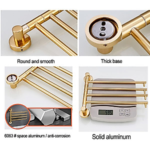 Swing Out Towel Bar, Gold Folding Arm Swivel Hanger Bathroom Storage Organizer Rustproof Wall Mount Polished Surface, Hand Towel Holder for Shower Room, Kitchen gold-2bars