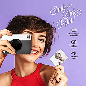 KODAK Printomatic Digital Instant Print Camera - Full Color Prints On Zink 2x3" Sticky-Backed Photo Paper (Black) Print Memories Instantly