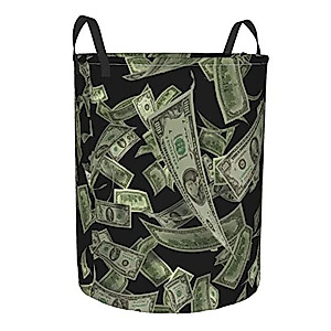 Dollar Sign Money Circular Laundry Hamper Print Hamper Freestanding Laundry Basket Collapsible Laundry Hamper 2 Sizes S/M