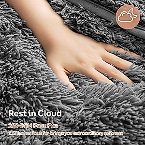 Sivio Weighted Blanket for Adults, 15 Pounds Plush Shaggy Heavy Blanket Reversible, Super Soft Cozy Sherpa Weighted Blanket Full Size for Men Women Deep Sleep and Calm, 48"x72", Grey